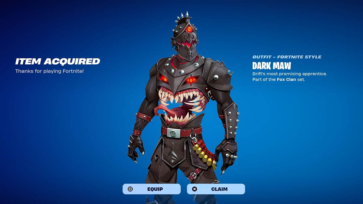 Fortnite is offering Dark Maw skin for free for limited time - FRVR